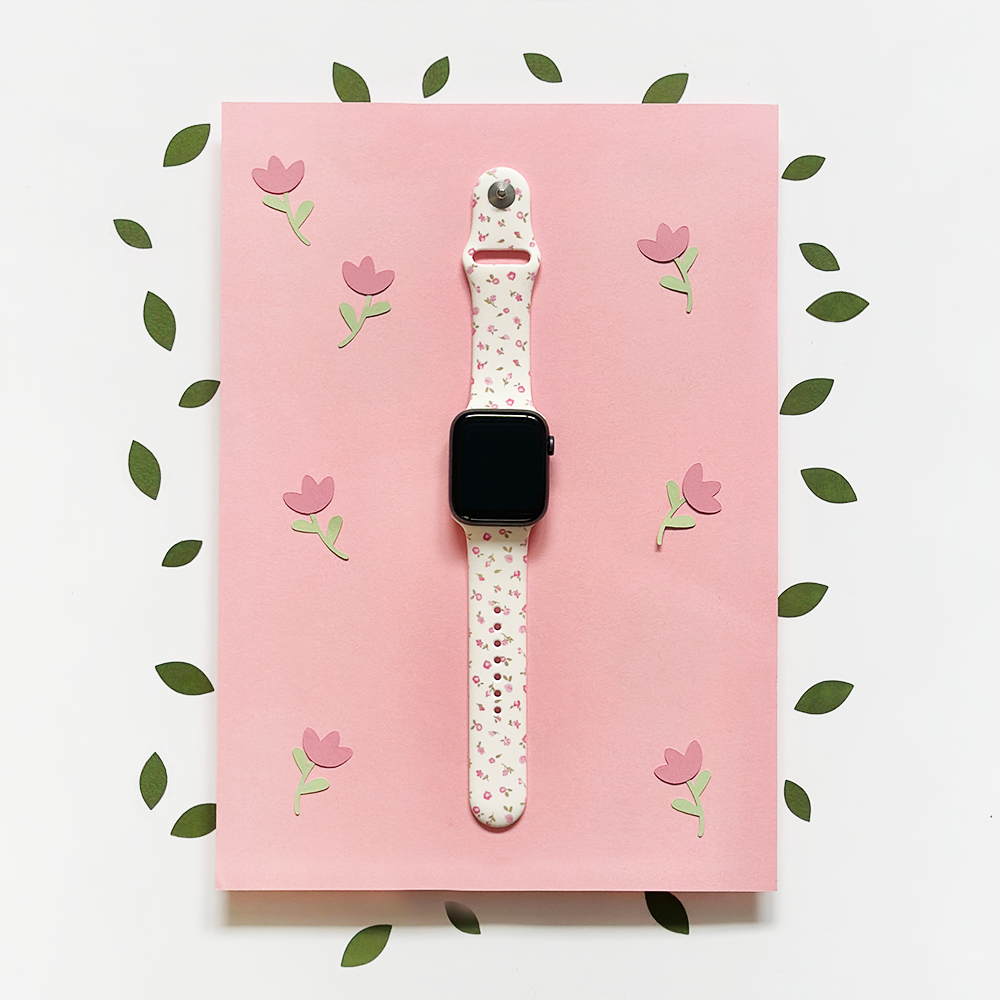 Pink Watercolour Flowers Apple Watch Strap | Watch Bands | Coconut Lane