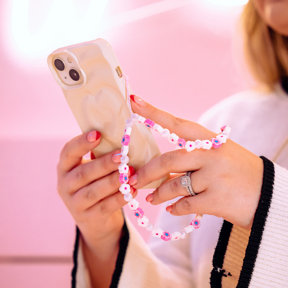 Beaded Phone Strap - Flowers & Pearls – Coconut Lane