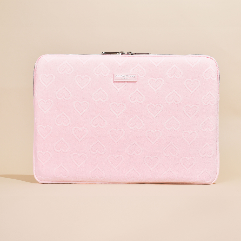 Baby Pink Heart Laptop Sleeve | MacBook Cases | Coconut Lane